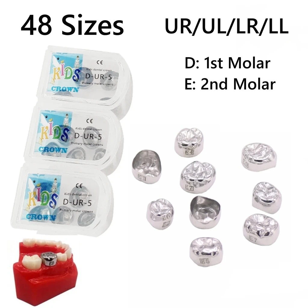 5pcs/box Dental Crown Kids Primary Molar Refill Stainless Steel for ...