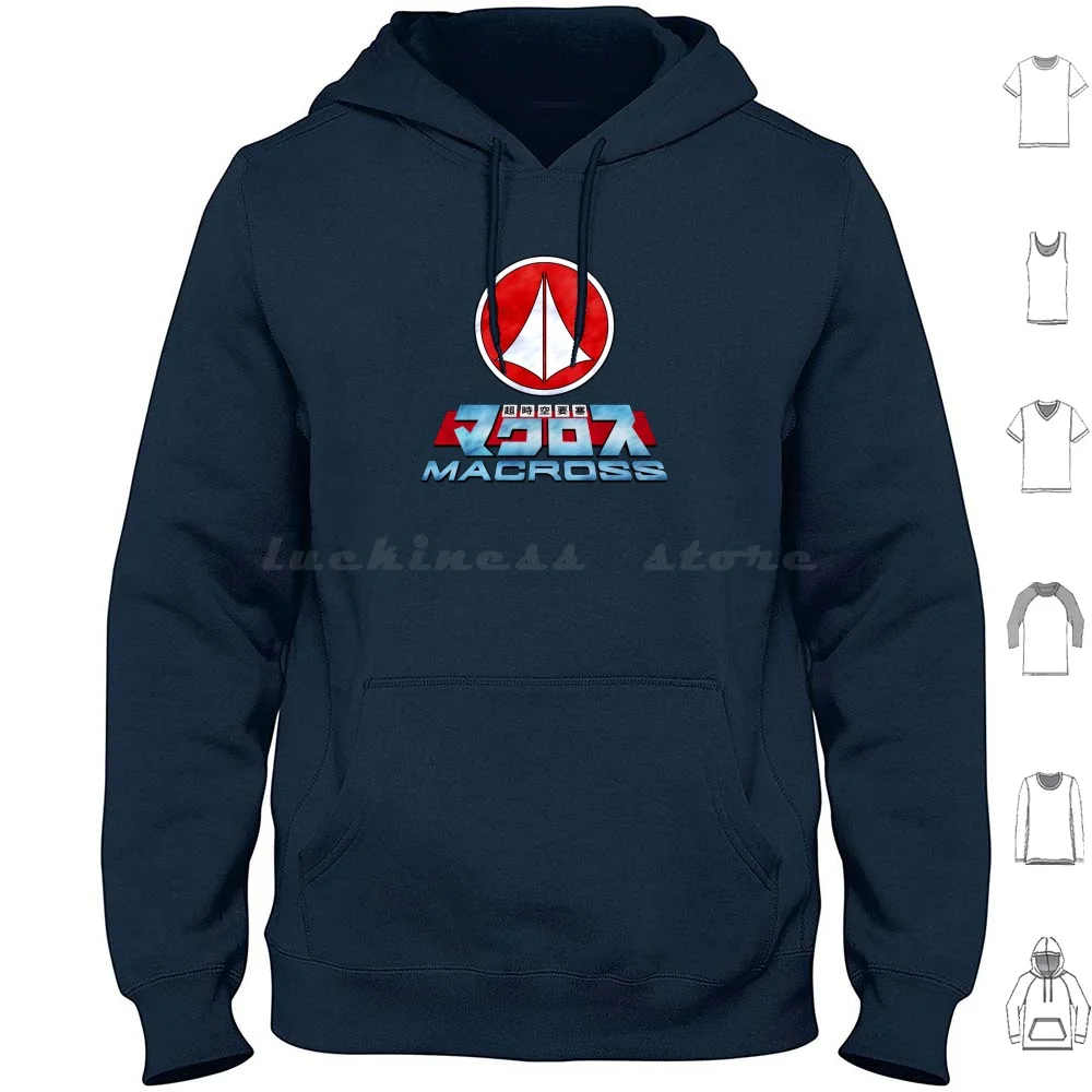 Macross Logo Hoodies Long Sleeve Skull Squadron Macross Valkyrie Roy ...