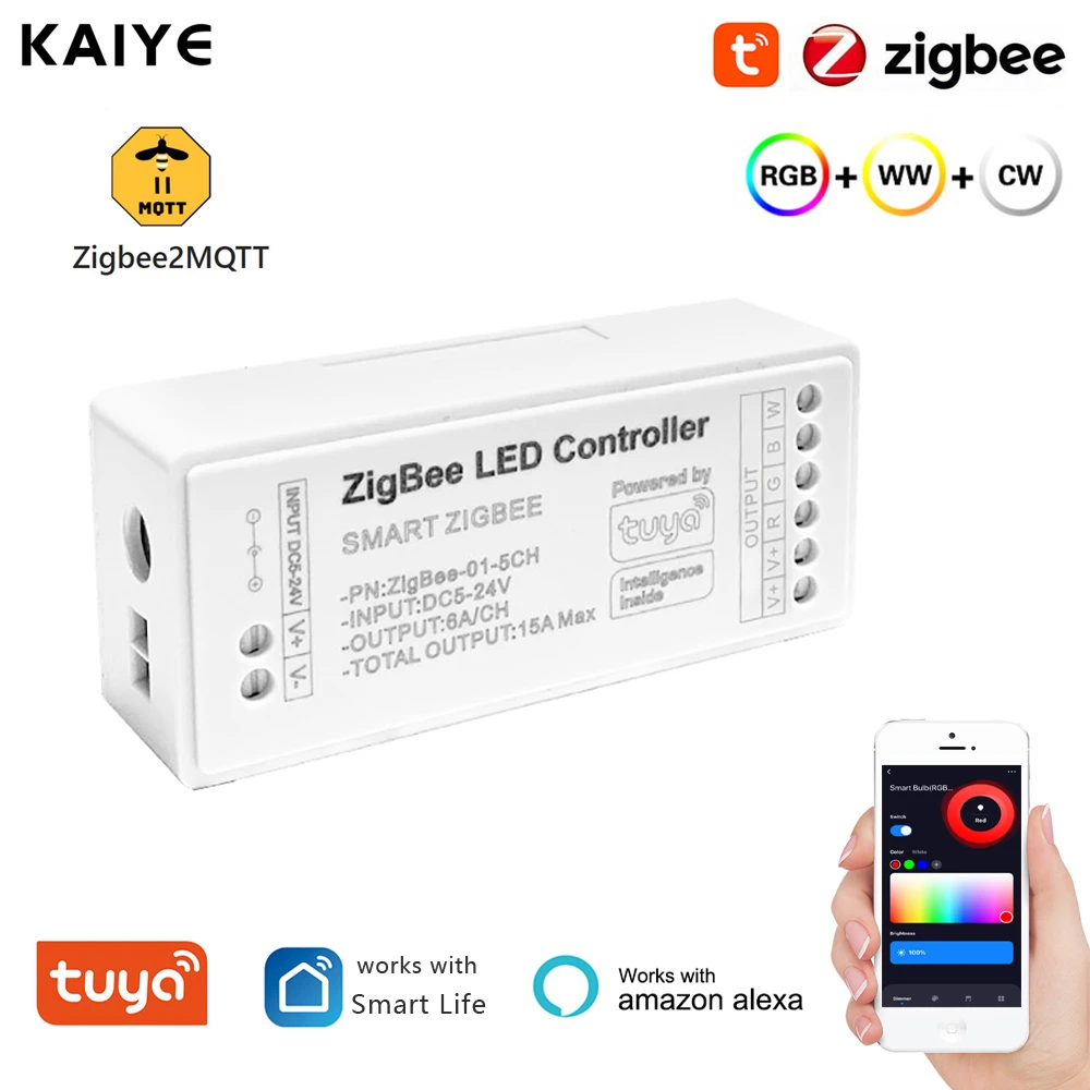 Tuya Zigbee RGB Controller 15A 12V 24V RGBCCT Dimmer LED Light Strip ...