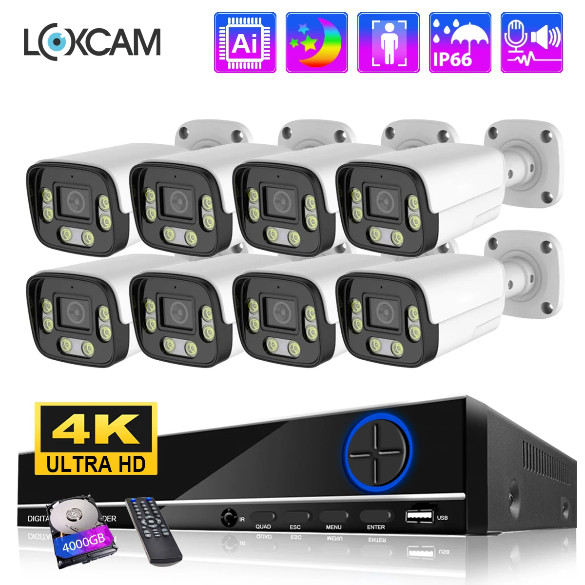 LOXCAM-10CH-4K-CCTV-Security-Camera-System-POE-NVR-Kit-8CH-8MP-Two-Way ...