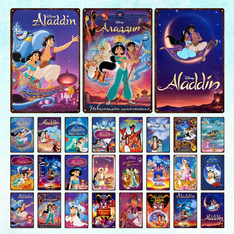 Aladdin-Metal-Poster-Disney-Tin-Signs-Jasmine-Wall-Stickers-Disney ...