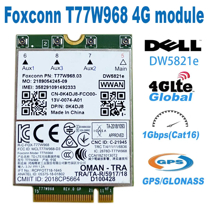 T77W968 DW5821e X20 LTE Cat16 1Gbps FDD-LTE TDD-LTE 4G module For Dell ...
