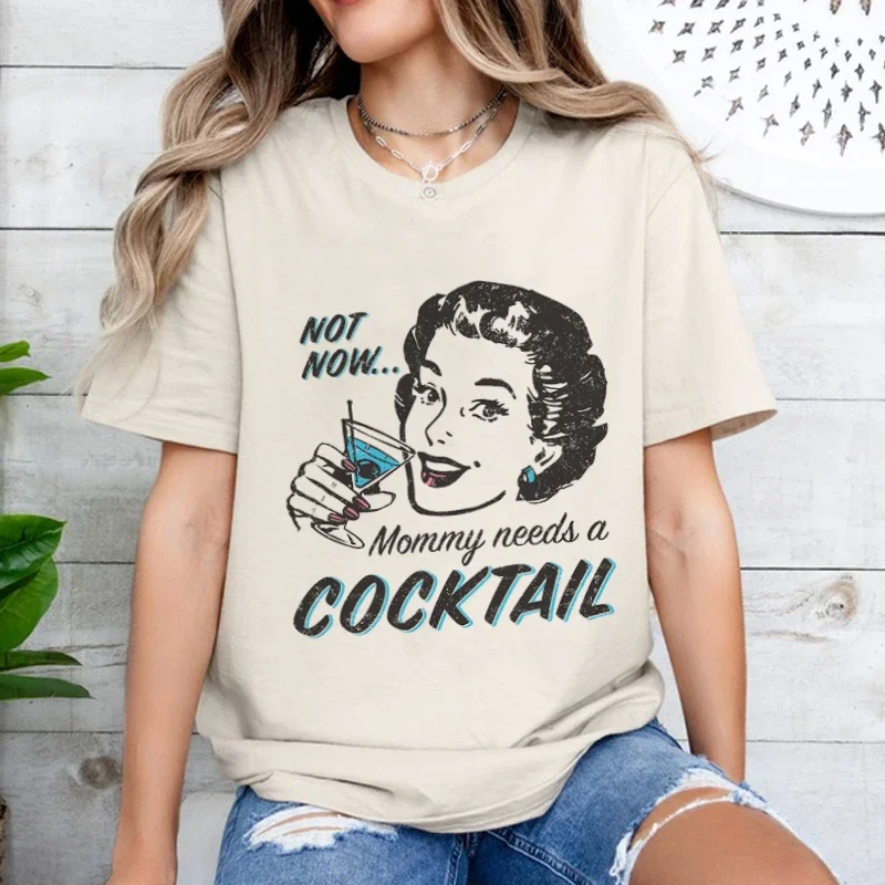 Women-Retro-Style-Cocktail-T-Shirt-Short-Sleeve-Funny-Alcohol-Drinking ...