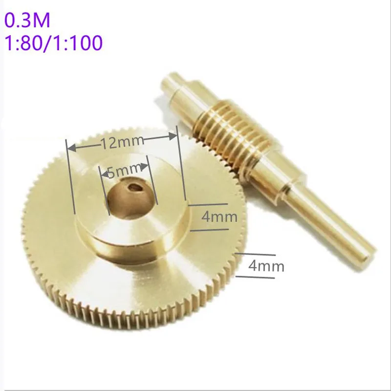 0.3 Modulus Mini Precision Worm Gear Reducer Transmitter 1:80 100 Teeth