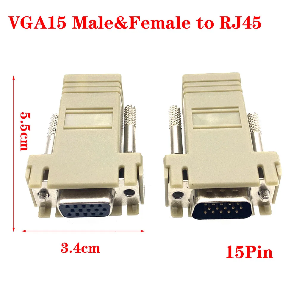 Adaptador-de-puerto-serie-DB9-VGA15-DB25-macho-hembra-a-RJ45-9-15-25 ...