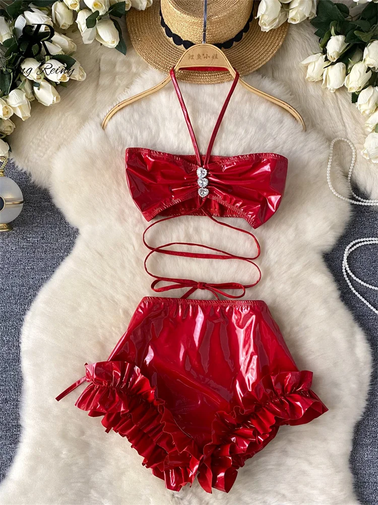 SINGREINY-American-Style-Hotsweet-PU-Suits-Halter-Strapless-Lace-Up ...