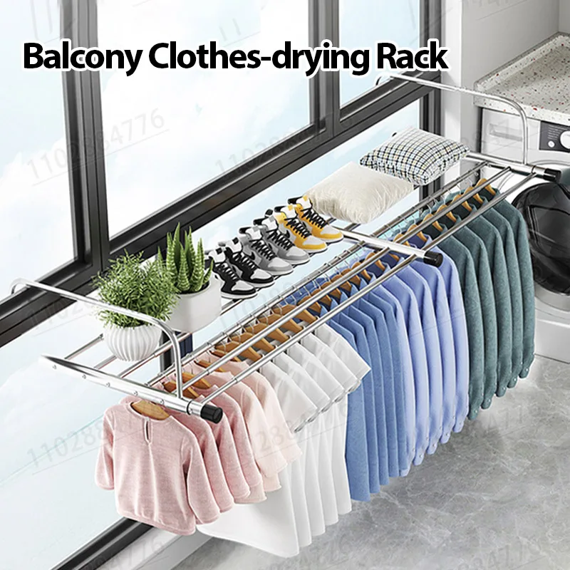 Indoor-outdoor-balcony-clothes-drying-rack-perforation-free-anti-theft ...