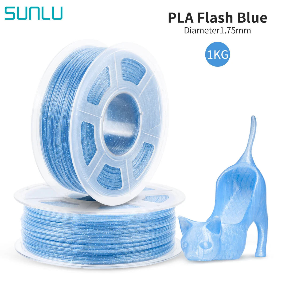 SUNLU-PLA-Glitter-Filament-Flash-Blue-Low-Shrinkage-Enviornmental-1KG ...