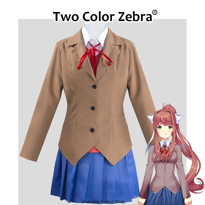 Anime Doki Doki Literature Club Monika Cosplay Costume Wig Sayori Yuri ...