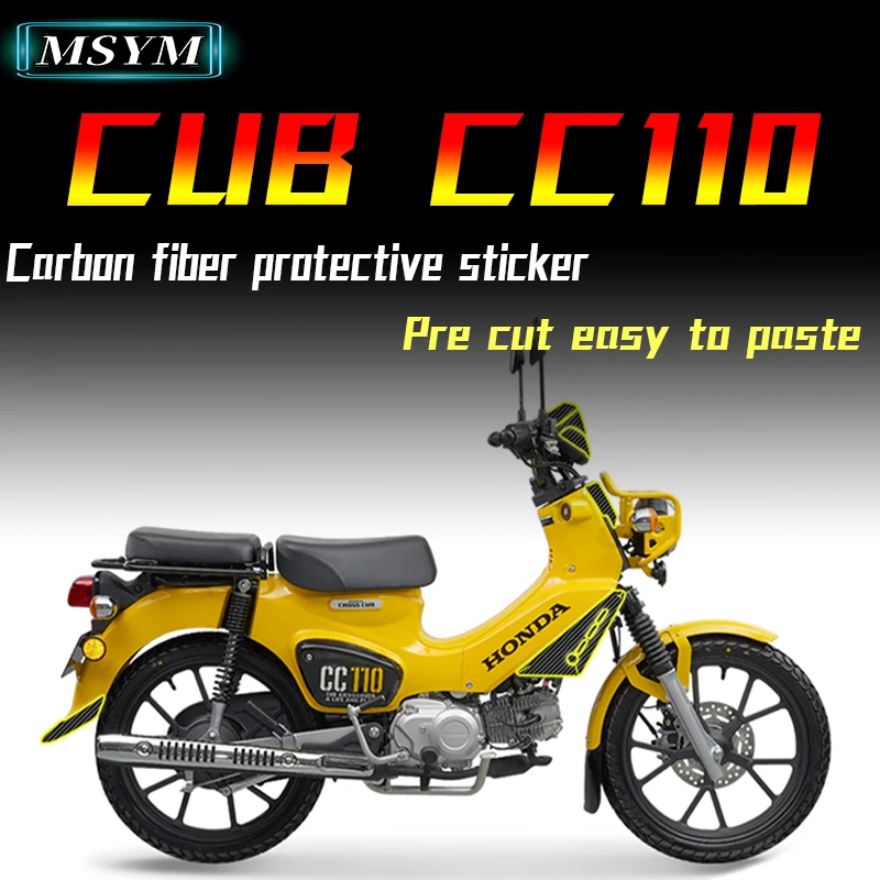 For-Honda-cub-CC110-carbon-fiber-stickers-waterproof-stickers-fuel-tank ...