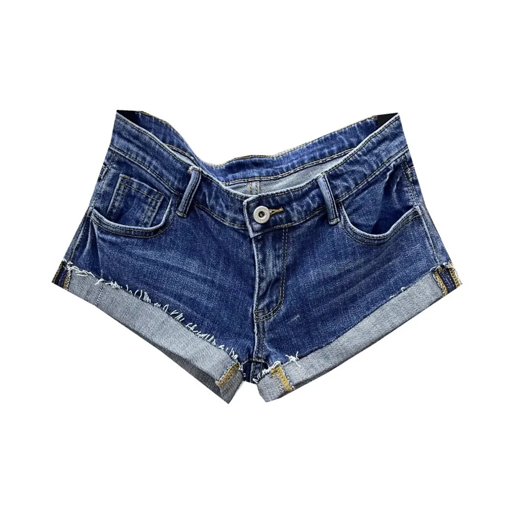 2026 New Retro Denim Shorts Women's Ultra-low Waist Sexy Slim Blue Jean ...