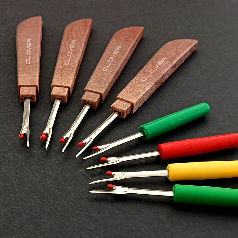 1/4Pcs Steel Thread Cutter Wooden Plastic Handle Seam Ripper Stitch ...