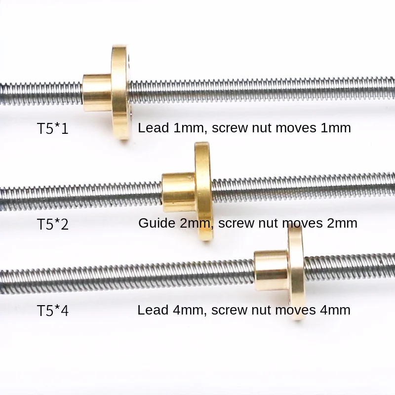 CNC 3D Printer Trapezoidal Rod T5 Lead Screw Thread 5mm Lead ...