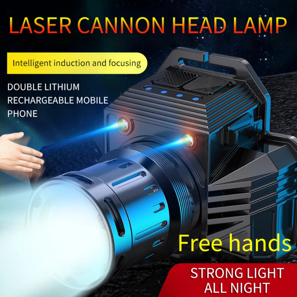 LED Multifunction Waving Induction Headlight Zoom P50 Headlamp Outdoor ...