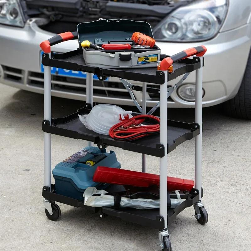 Folding Rolling Utility Cart Movable Storage Shelf Organizer for ...
