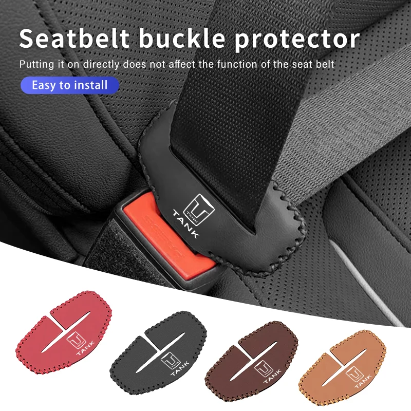Car-Seat-Belt-Buckle-Clip-Protector-Leather-Anti-Scratch-Cover-For-TANK ...