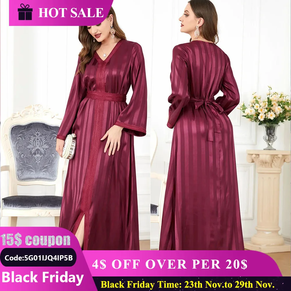 Muslin-Evening-Dress-V-neck-Ramadan-Long-Sleeves-Kaftan-Caftan-Moroccan ...