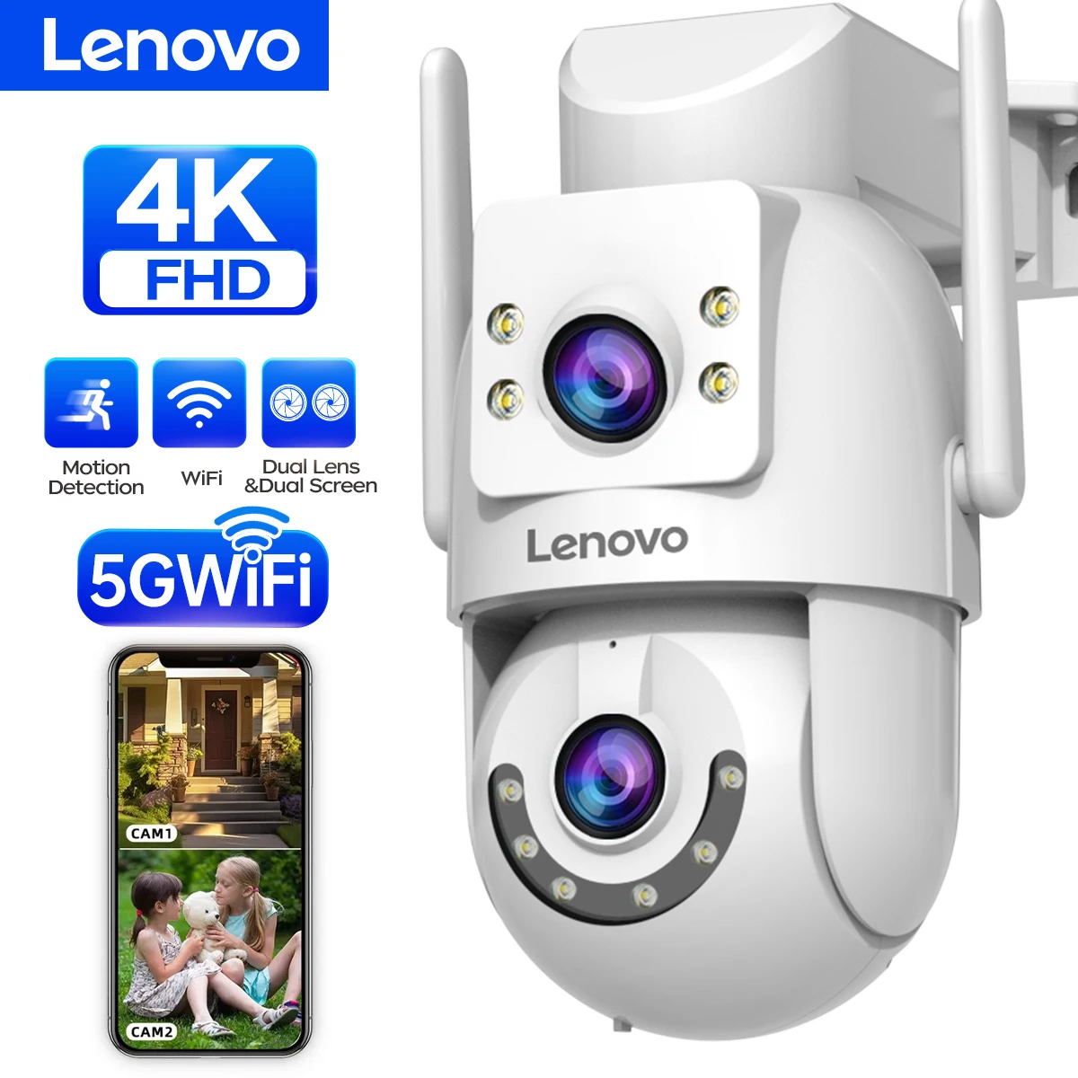 Lenovo-4MP-6MP-HD-PTZ-Telecamera-IP-5G-Wifi-Smart-Home-Outdoor-Doppia ...