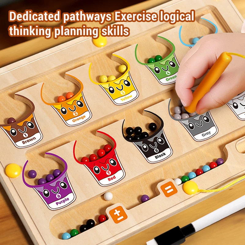 2 in 1 Montessori Magnetic Color Sorting Games Maze Board & Drawing ...