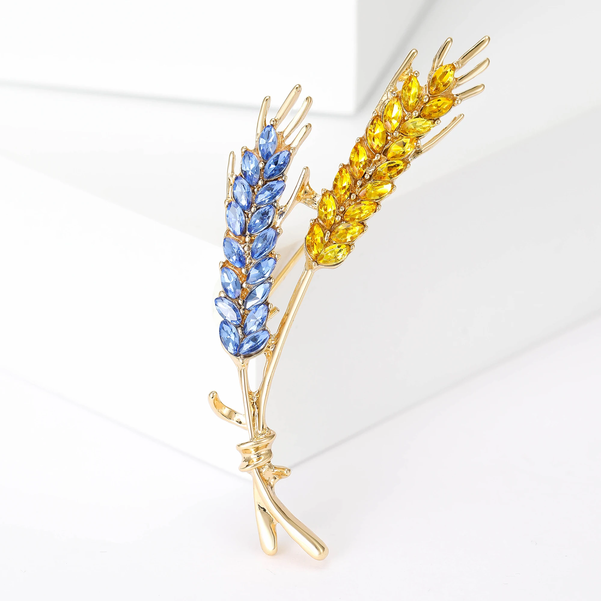 Women-s-Rhinestone-Ear-of-Wheat-Brooches-Blue-and-Yellow-Plant-Pins-5 ...
