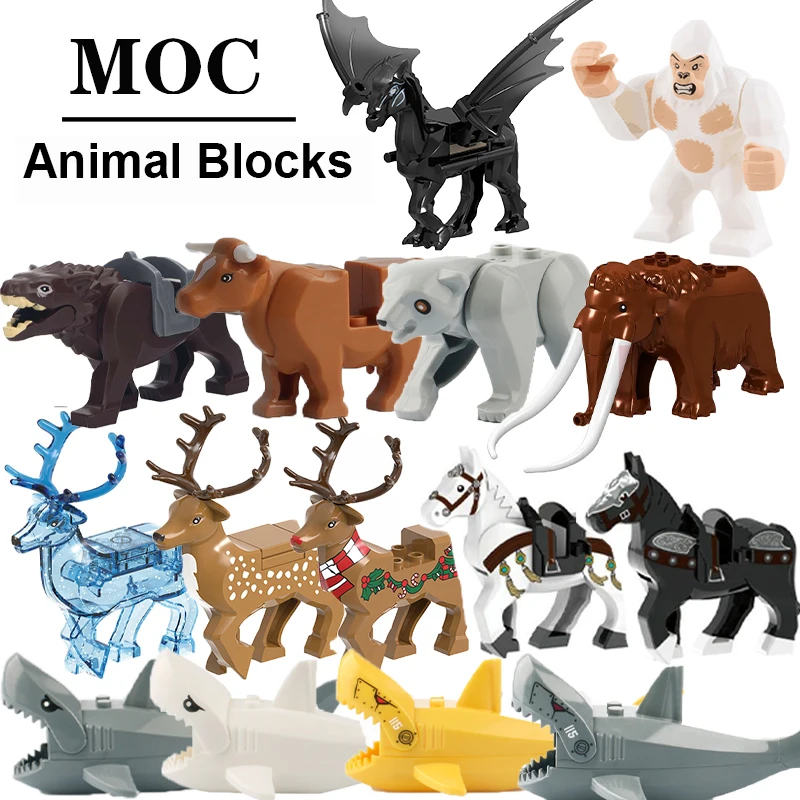 MOC-3D-Animal-Blocks-Jungle-Farm-Zoo-Ocean-Shark-Elephant-Elk-Horse ...