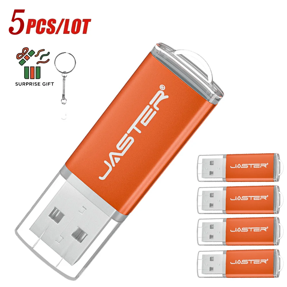 5PCS/LOT Orange USB Flash Drive 128GB Pen Drive 64GB Memory Stick 32GB ...