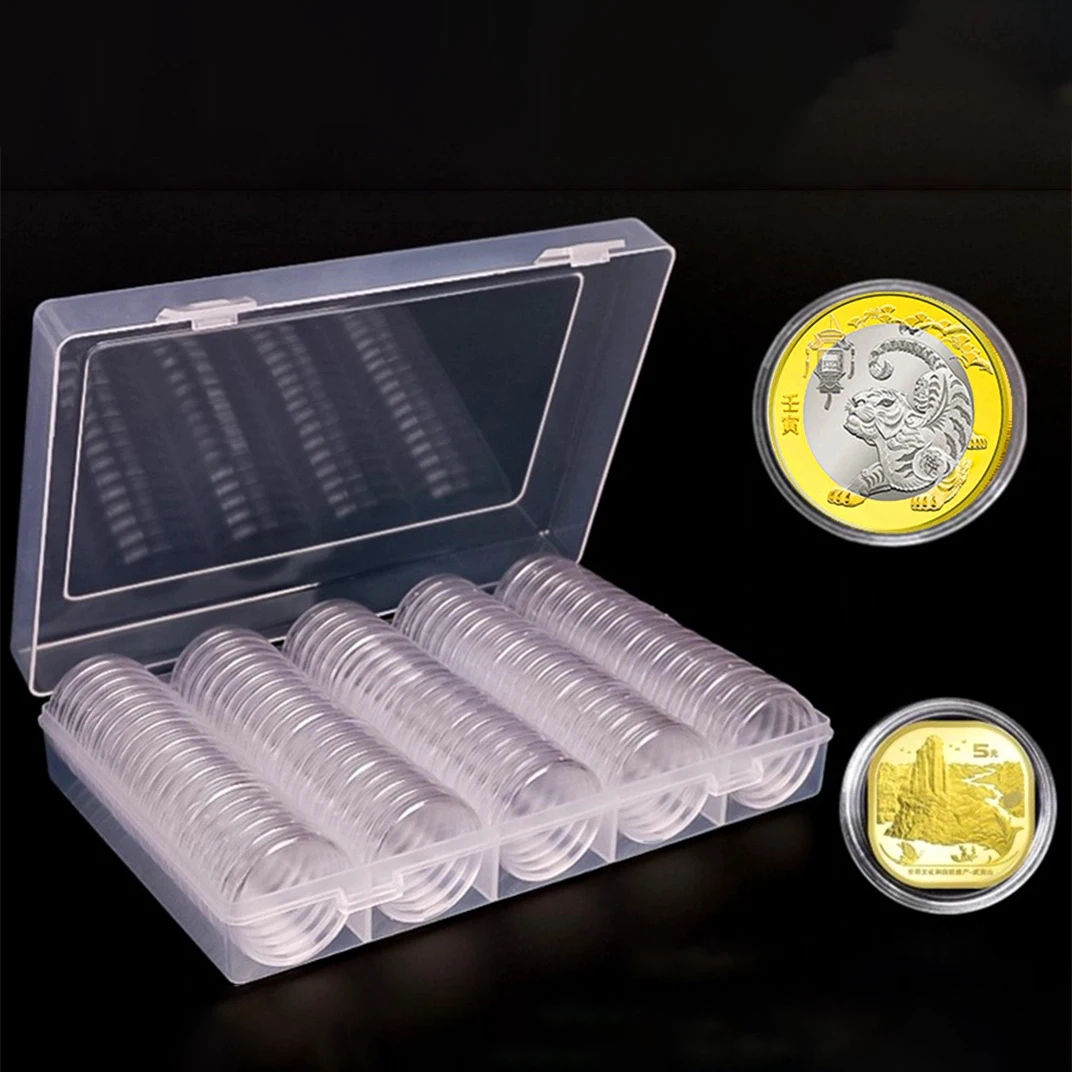 100Pcs-Transparent-Clear-Coin-Capsule-Holder-Case-25mm-27mm-30mm ...
