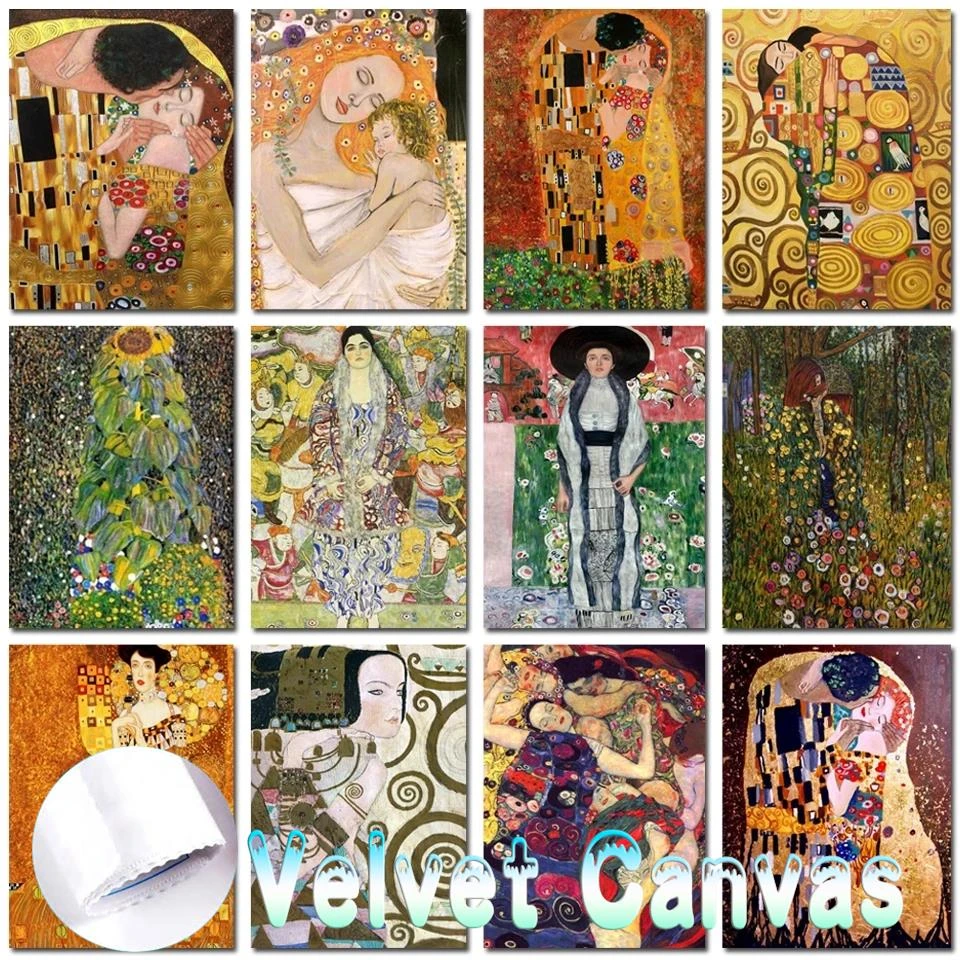 The Kiss And Hug 5D Diy Velvet Diamond Mosaic Gustav Klimt Abstract Art ...
