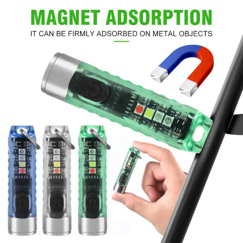 Mini Flashlight Type-C LED Charging Flashlight Mini Keychain Flashlight ...