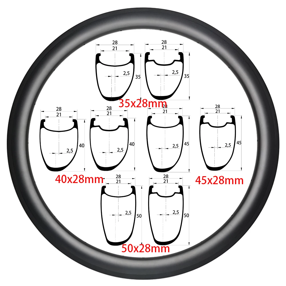 Asymmetric-Road-Bike-Carbon-Wheels-28mm-Wide-21mm-Inner-Wide-Road ...