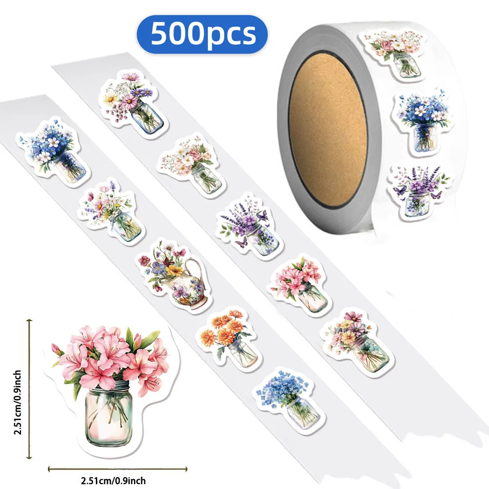 500PCS Creative Flower Decoration Reward Stickers 10 different styles ...