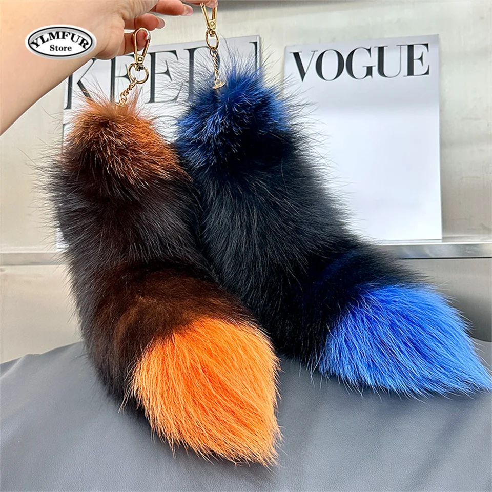 natural fox tail keychain furry 2024 chic y2k fox fur keyring Car ...