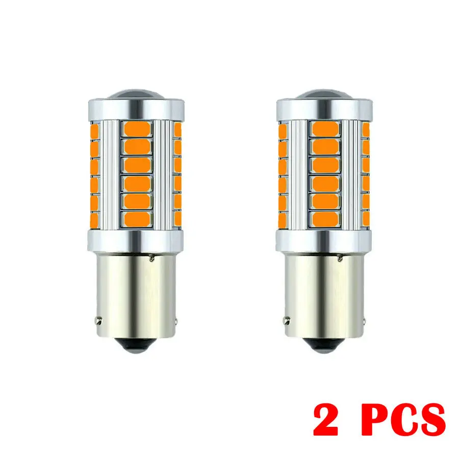 2x Amber Led Turn Signal Lamps BAU15S PY21W LED Canbus No Error 33SMD ...