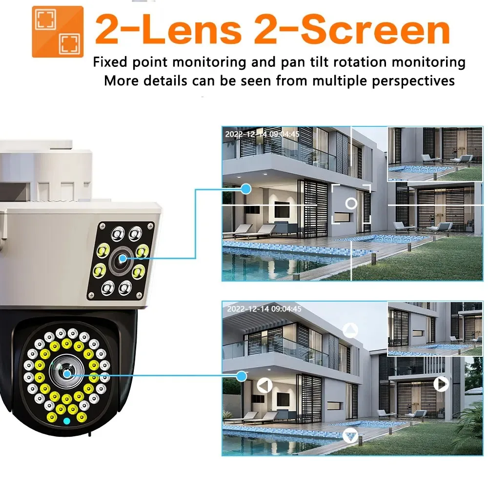 Dual Lens Ptz Video Surveillance Câmera Dual Screen Ai Humano Auto ...