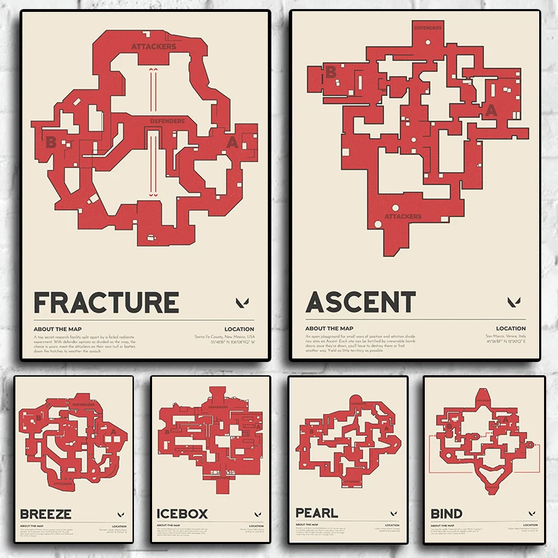 Pop-Video-Game-Valorant-Map-Poster-Set-Design-de-Arte-Impress-o-em ...