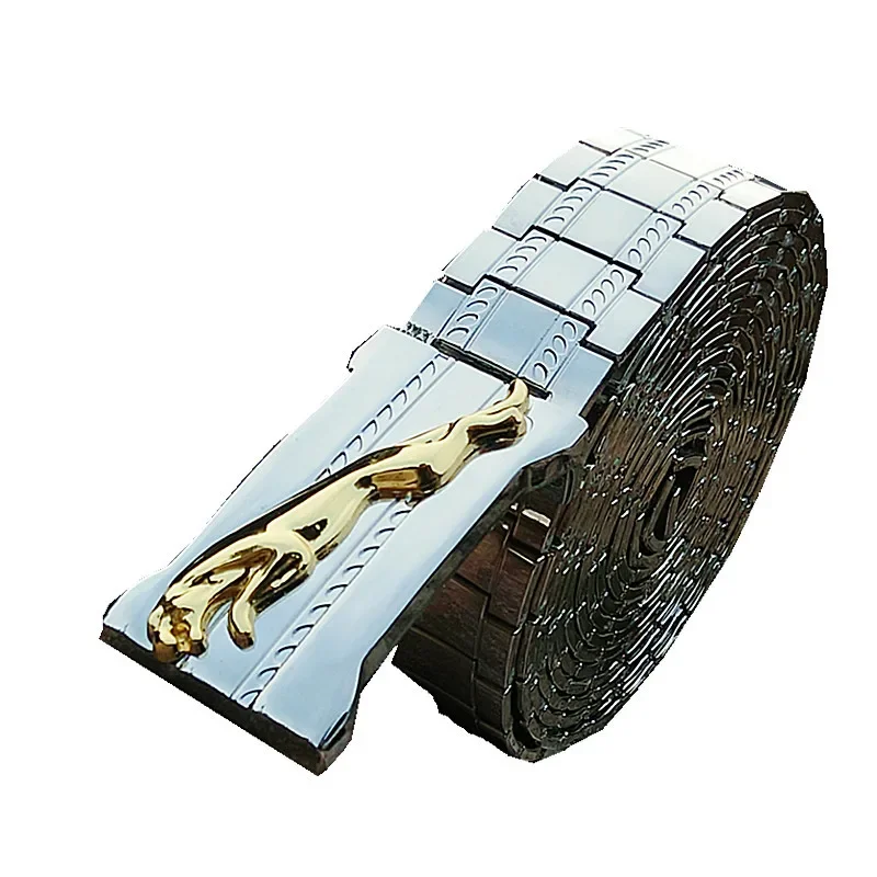 Panther-Buckle-Men-s-Stainless-steel-Belt-Punk-style-self-defense-metal ...
