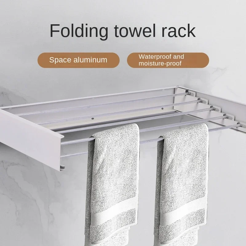 Hidden-Bathroom-Towel-Rack-Multifunctional-Folding-Clothes-Rack-Wall ...