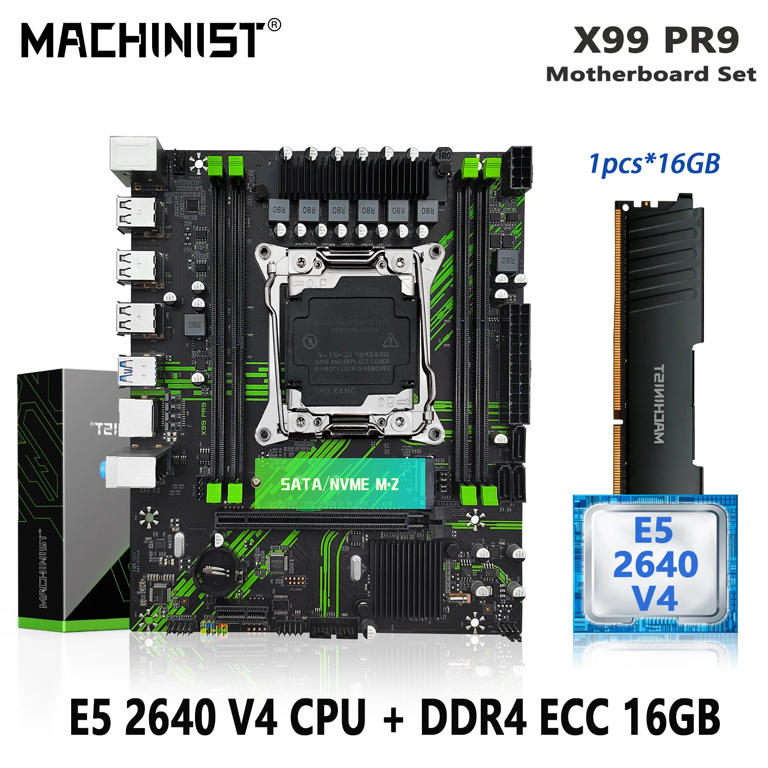 MACHINIST-X99 Conjunto de Placas-Mãe Pr9, Kit LGA 2011-3, Processador CPU Xeon E5 2640 V4, 1X16 ...