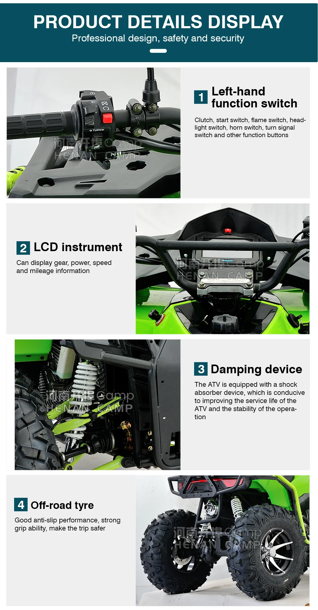 Спортивный 350CC 4x4 Atv Quad Cf Moto Бензиновый вездеходный квадроцикл ...