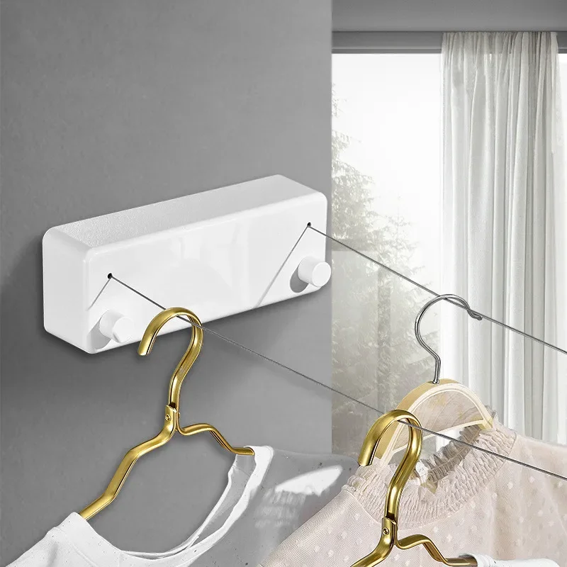 Double-Row-Clothline-Mounted-Retractable-Clothes-Dryer-Steel-Rope-Wall ...