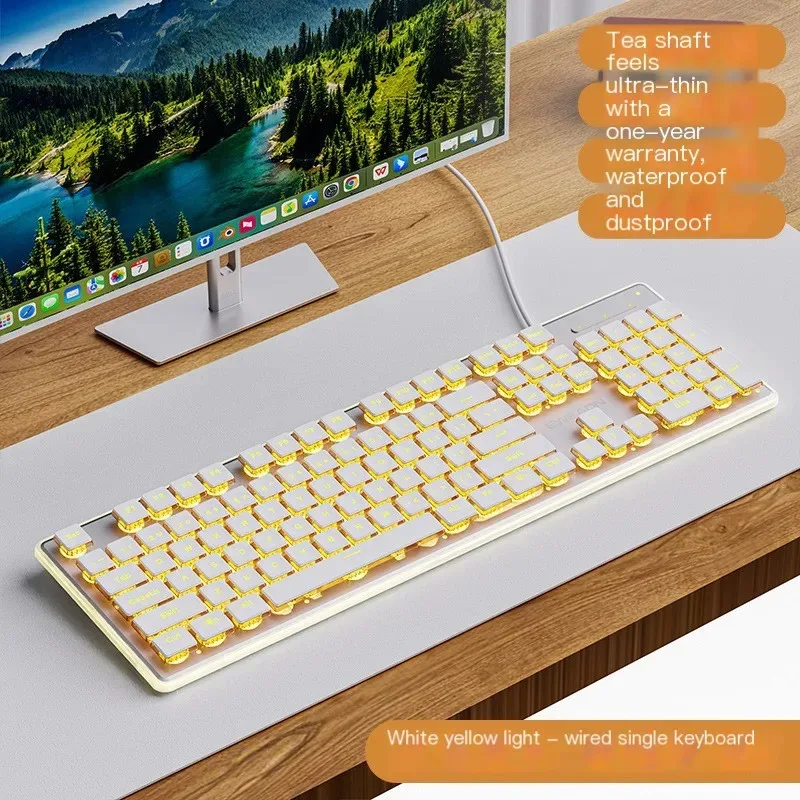 Ultra-Slim-Silent-Wired-Keyboard-Green-Mechanical-Touch-Computer-Female ...