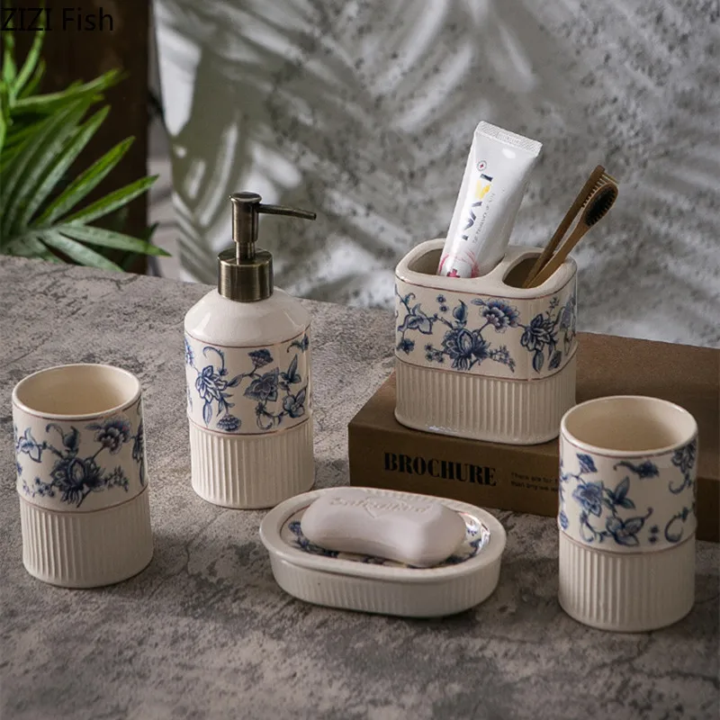 Chinese Style Simple Ceramic Wash Kit Creative Hotel Hand Soap Bottle ...