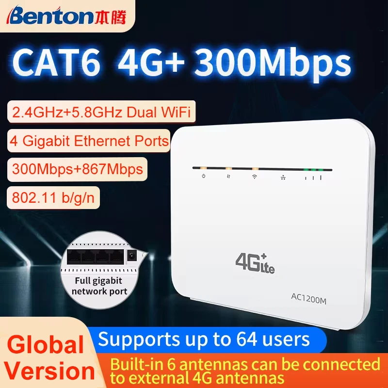 Benton-4G-plus-Router-2-4GHz-5-8GHz-Dual-Band-WiFi-1200Mbps-Wireless ...