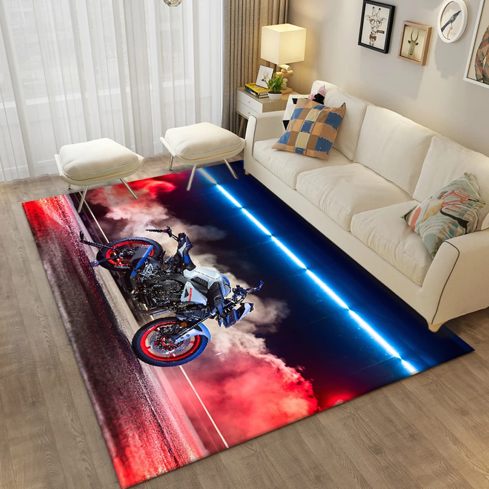 Cool Motorcycle Printed Carpet Teens Bedroom Decoration Living Room Rug ...