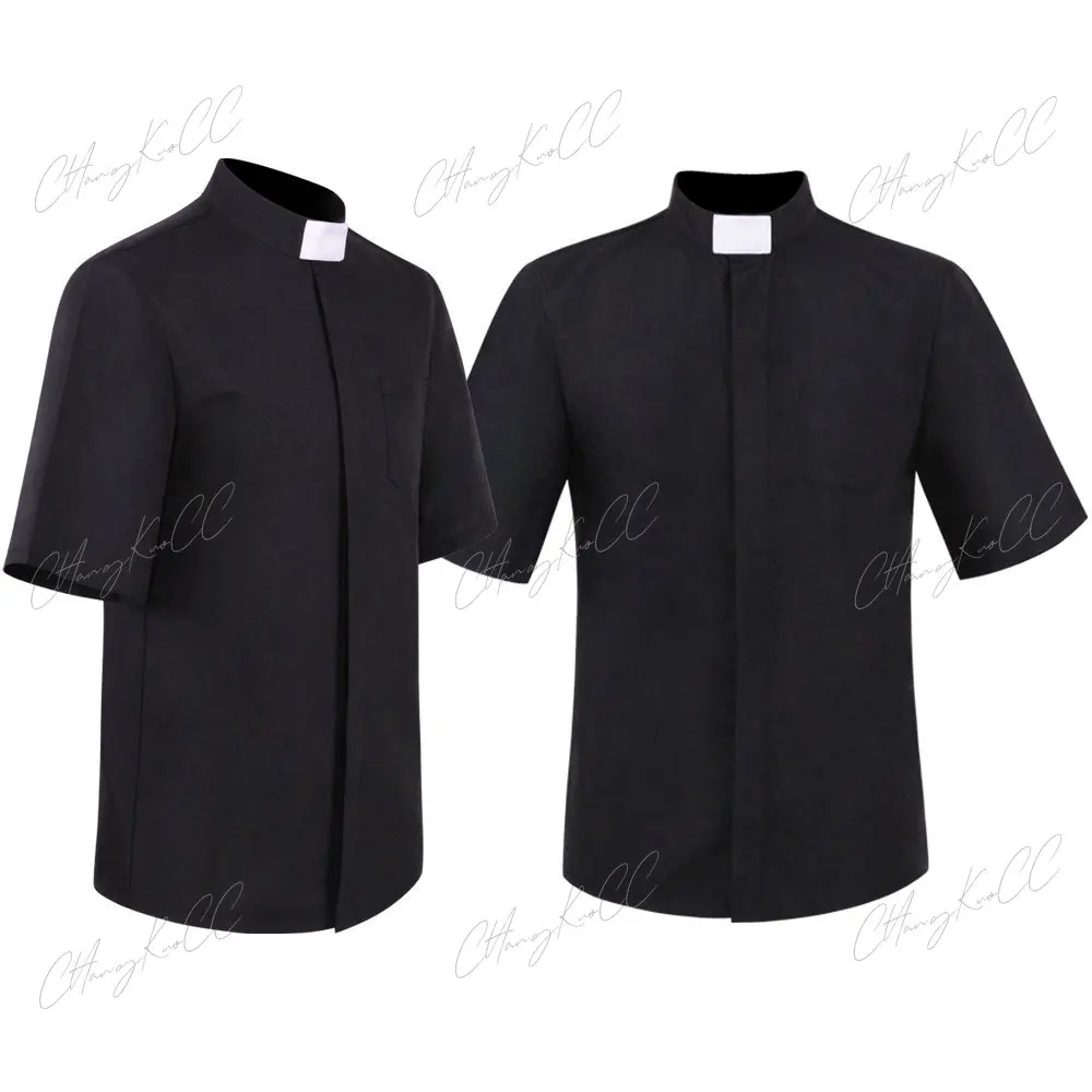 Priest Shirt Pastor Men Clergy Stand-up Tab Collar Catholic Church ...