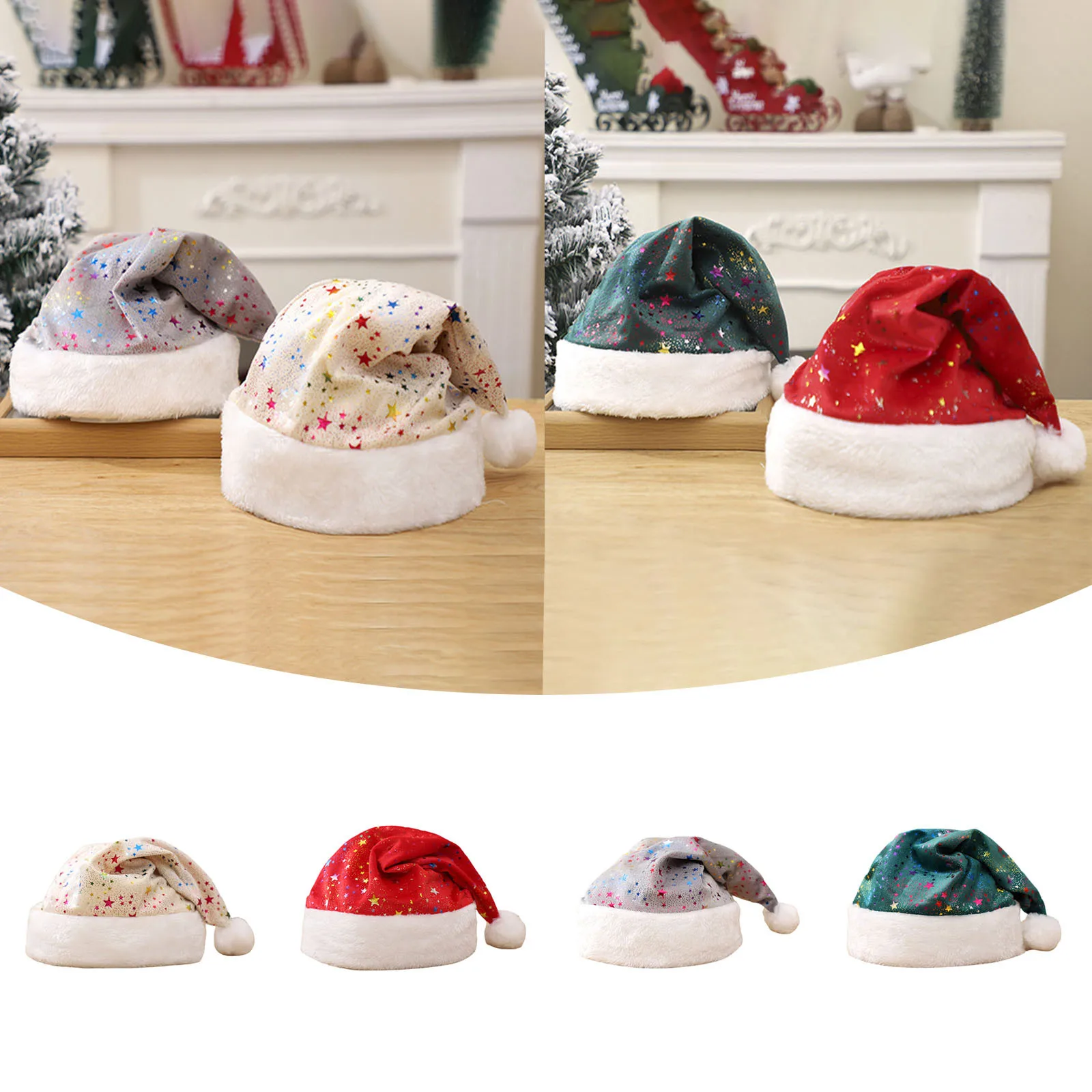 Christmas-Santa-Hat-Decoration-Colored-Adult-Hat-Christmas-Holiday ...