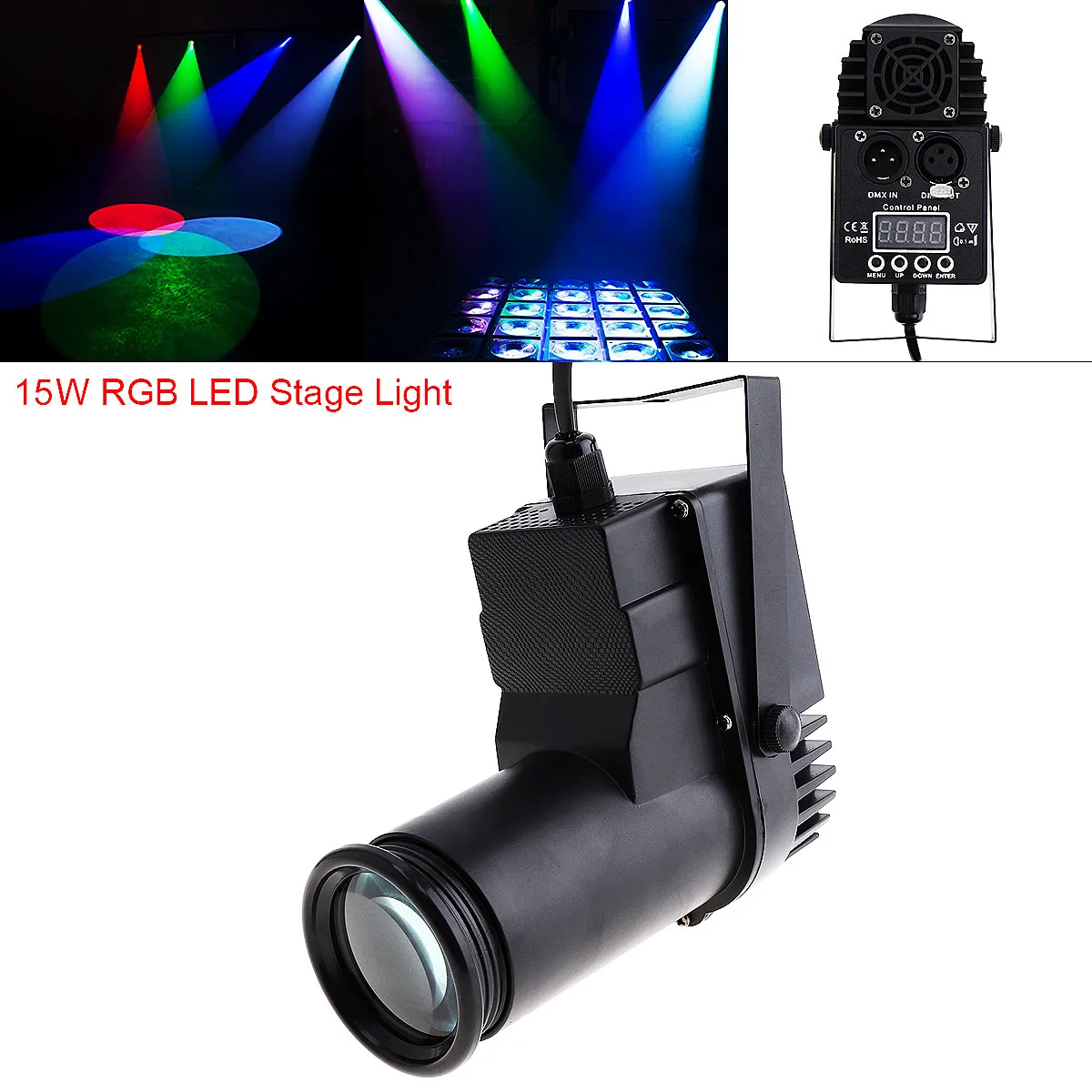 15w Rgb 4 In 1 Dmx Full Color Led Spotlight Stage Light Spin Spot Beam ...