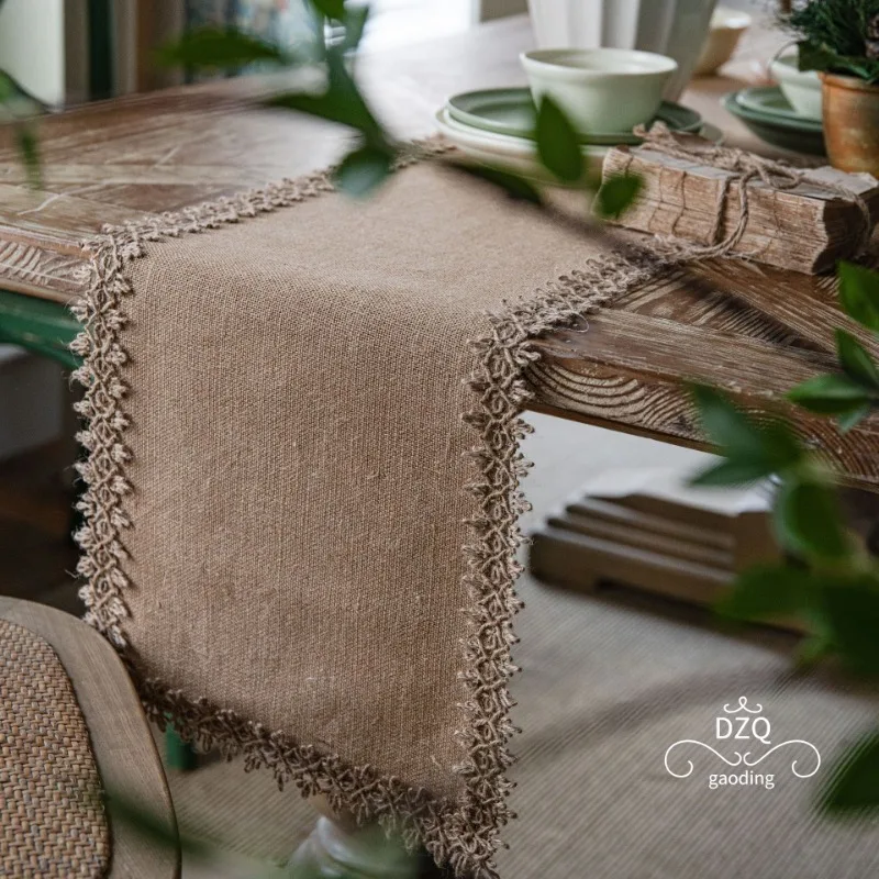 Table-Runners-Natural-Burlap-Cotton-Boho-Table-Runner-with-Tassels-for ...