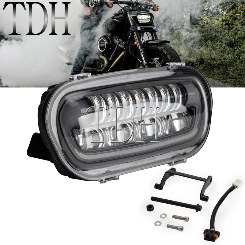 For-Harley-Dyna-Fat-Bob-E9-LED-Headlight-Assembly-Kit-DRL-HI-LO-Beam ...