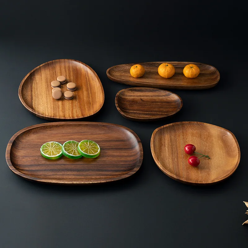 Whole-Wood-lovesickness-Wood-Irregular-Oval-Solid-Wood-Pan-Plate-Fruit ...